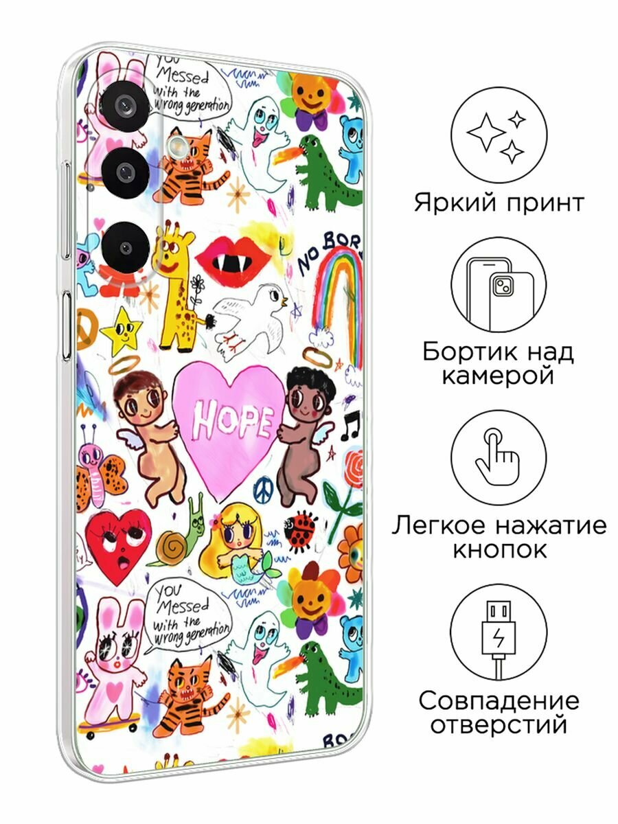Чехол на Samsung Galaxy M16 / Самсунг Галакси М16 с принтом "Милые рисунки" — фото 1