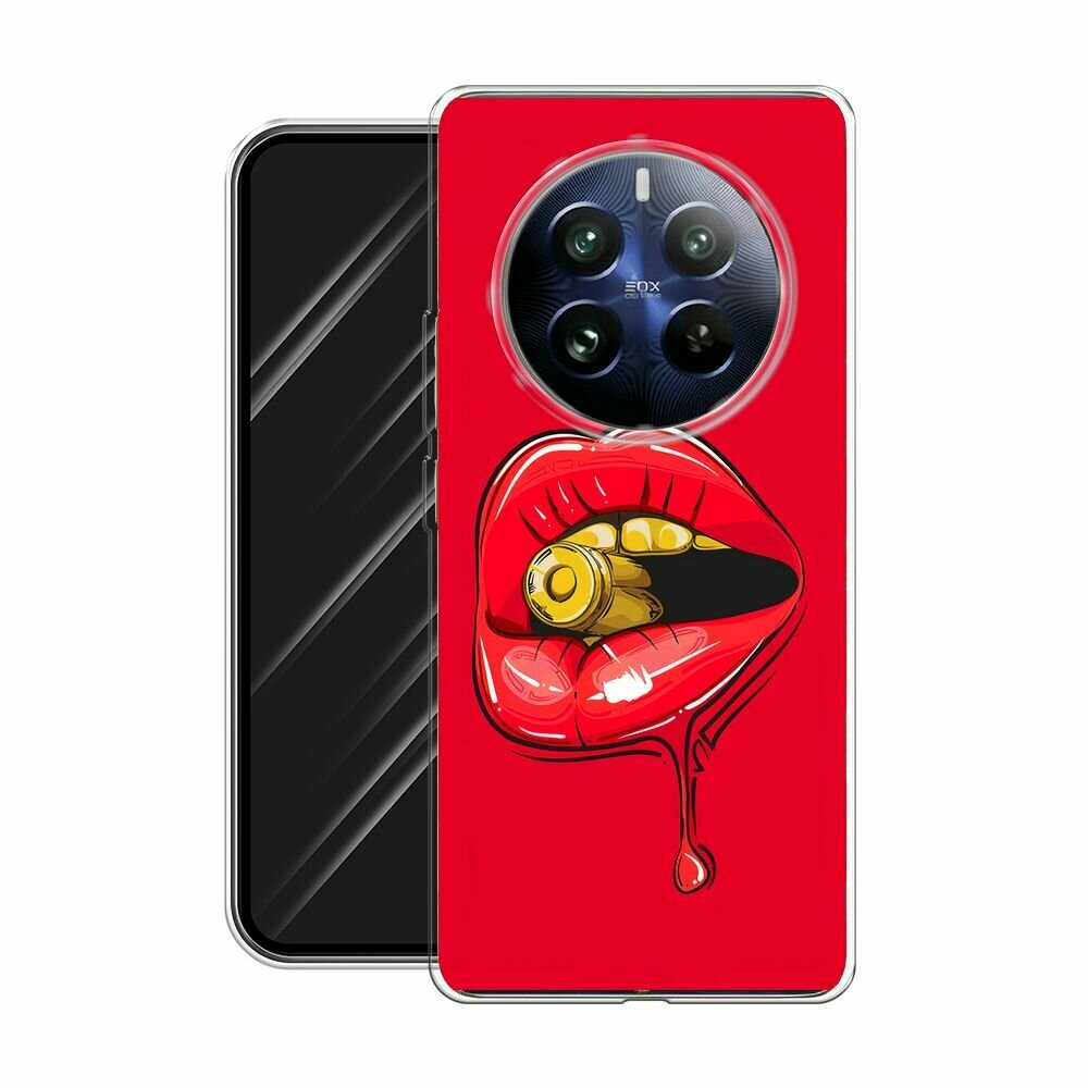 Чехол на Realme 12 Pro / Реалми 12 Про с принтом губы и пуля 1 — фото 1