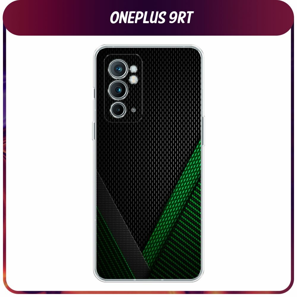 Чехол на OnePlus 9RT / ВанПлас 9RT с принтом "Зеленый карбон"