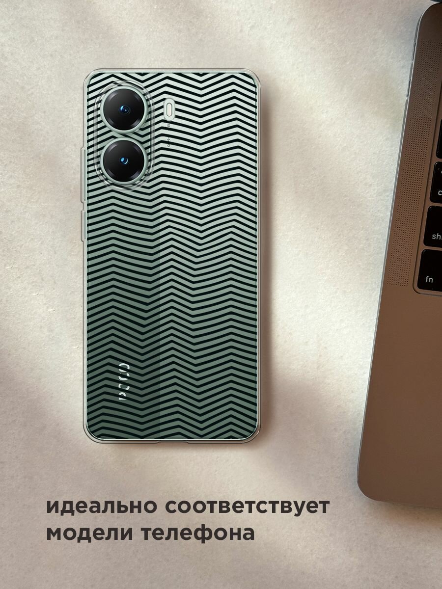 Чехол на Poco X7 Pro / Поко X7 Про с принтом "Зрительный обман черный", прозрачный — фото 1