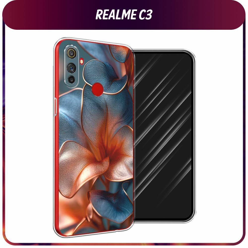 Силиконовый чехол на Realme C3 / Реалми C3 с принтом "Жемчужные цветы"