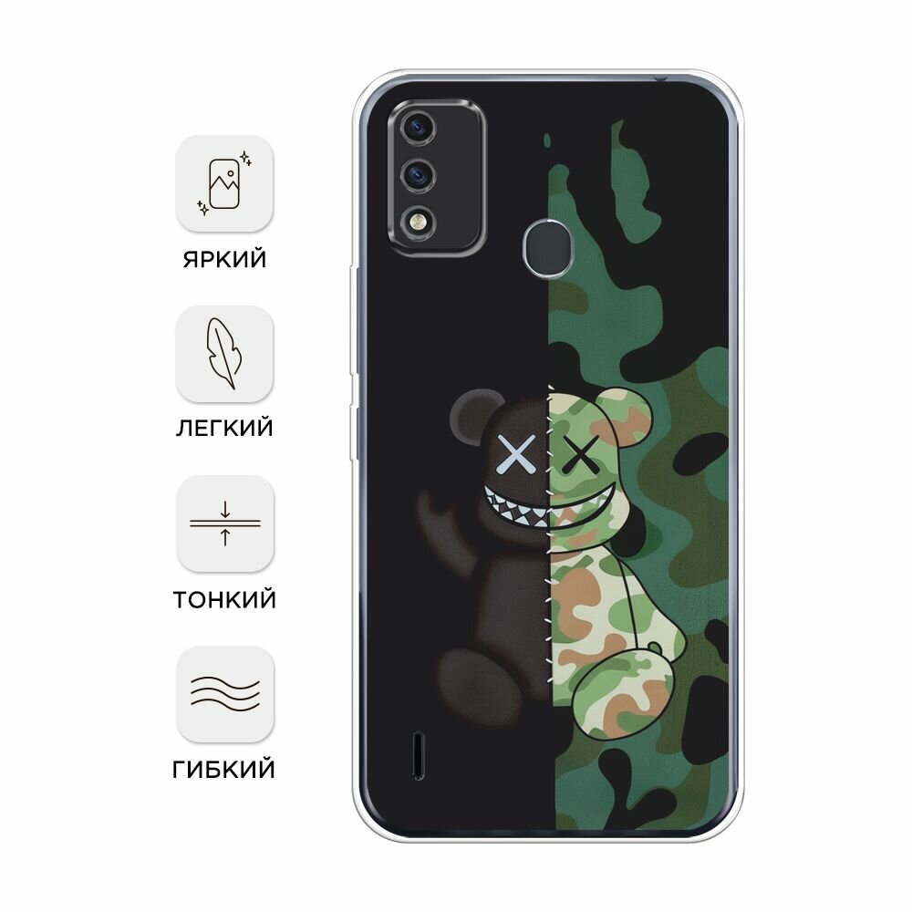 Силиконовый чехол на Itel A48 / Ител А48 с принтом "KAWS 23 февраля 1" — фото 1