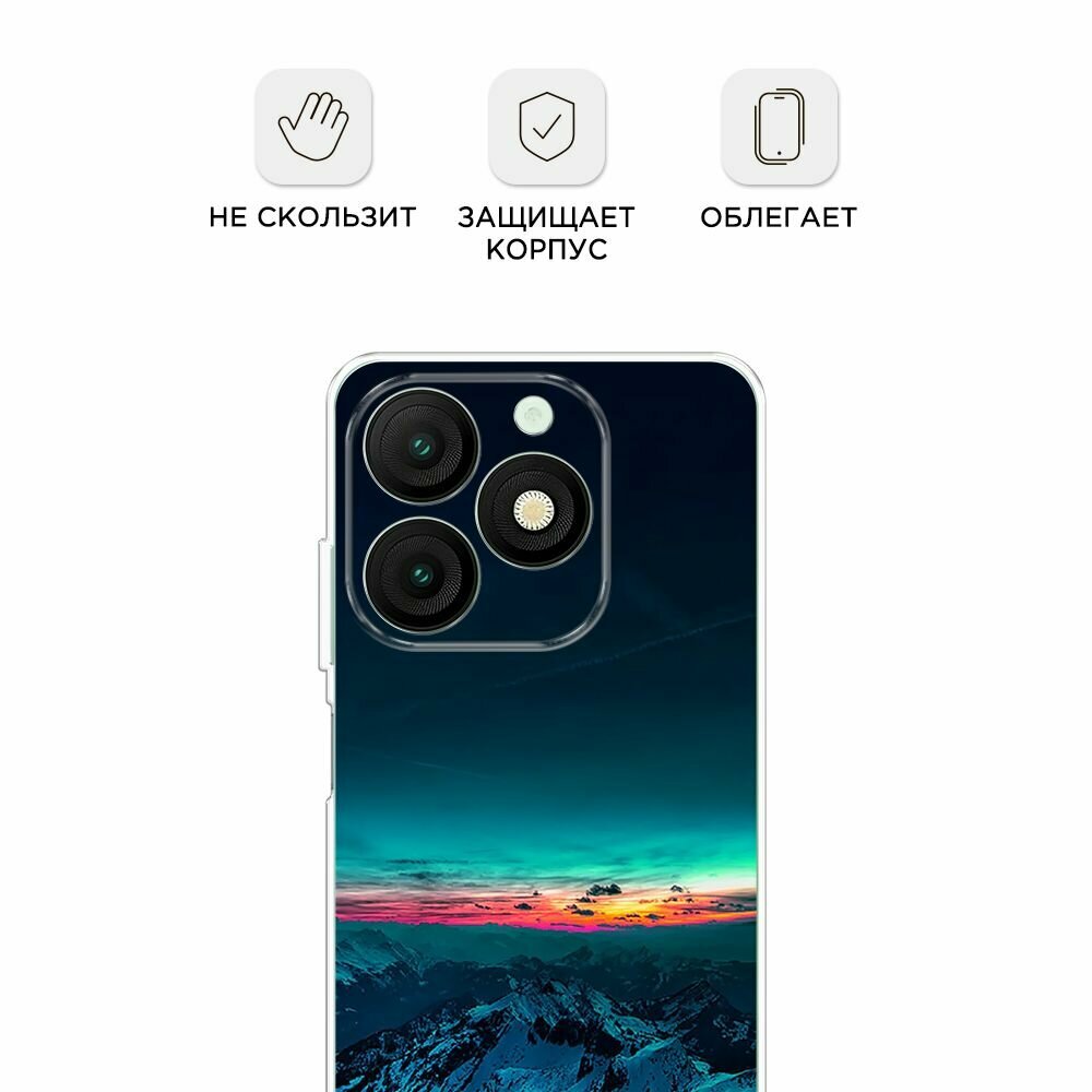 Силиконовый чехол на Itel A50 / Ител А50 с принтом "Закат в горах" — фото 1