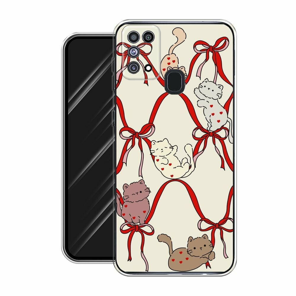 Чехол на Samsung Galaxy M31 / Самсунг Галакси М31 с принтом "Котики в ленточках 1" — фото 1