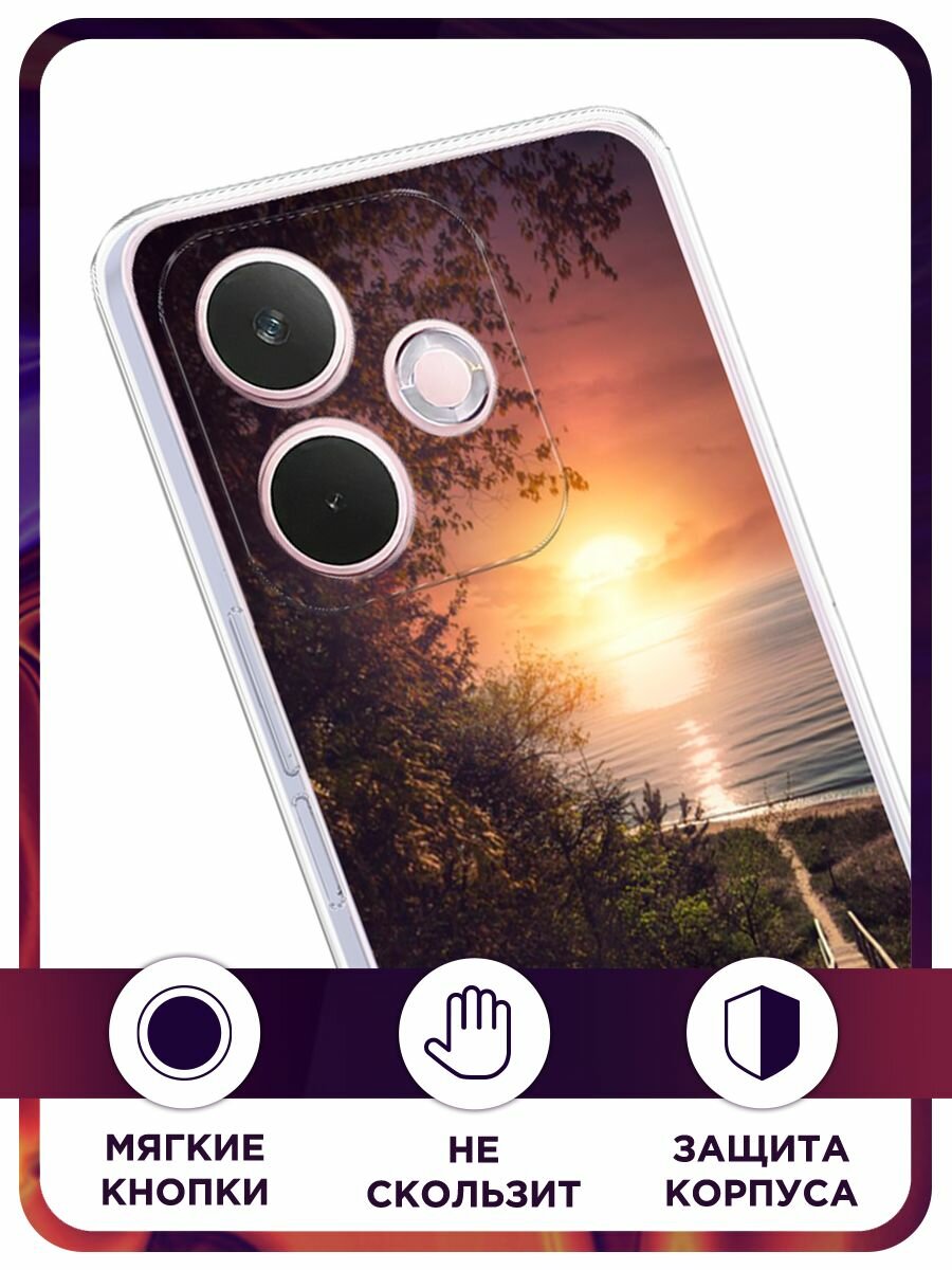 Силиконовый чехол на Oppo A5 Pro / Оппо А5 Про с принтом "Мост у воды" — фото 1