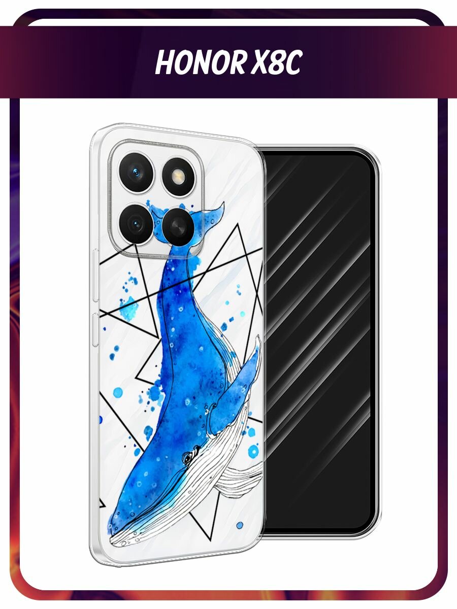 Чехол на Honor X8c / Хонор X8c с принтом "Кит графика", прозрачный