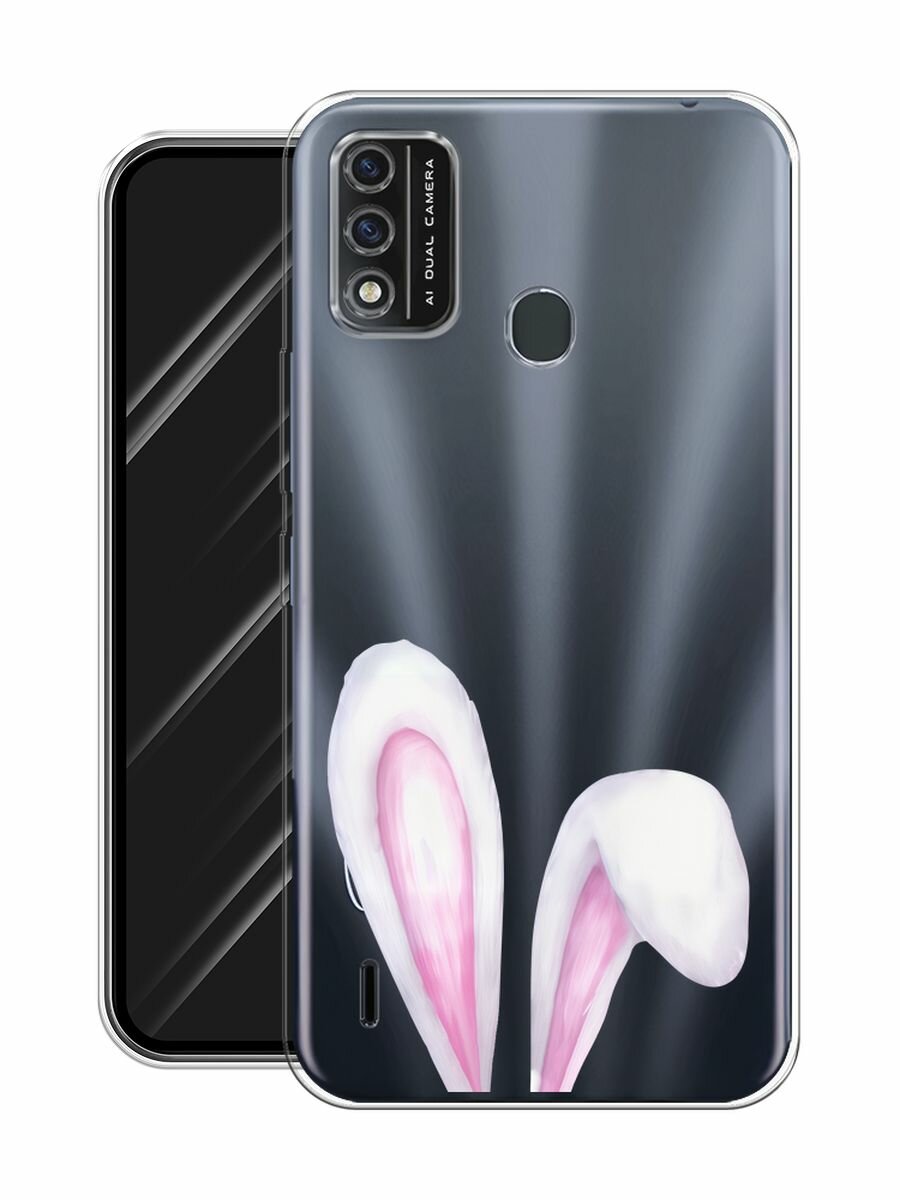 Чехол на Itel A48 / Ител А48 с принтом "Кроличьи уши 2", прозрачный — фото 1