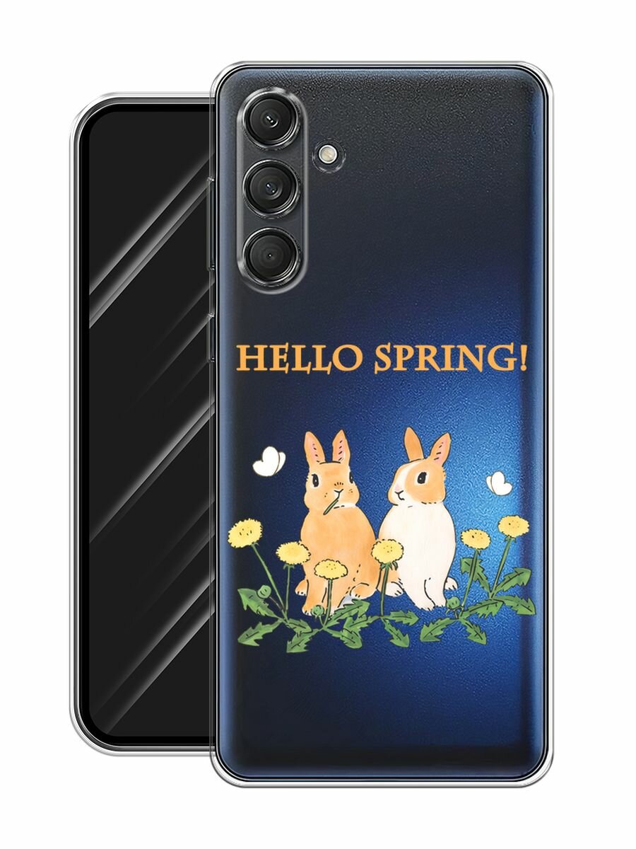 Чехол на Samsung Galaxy M55 / Самсунг M55 с принтом "Весенние кролики", прозрачный — фото 1
