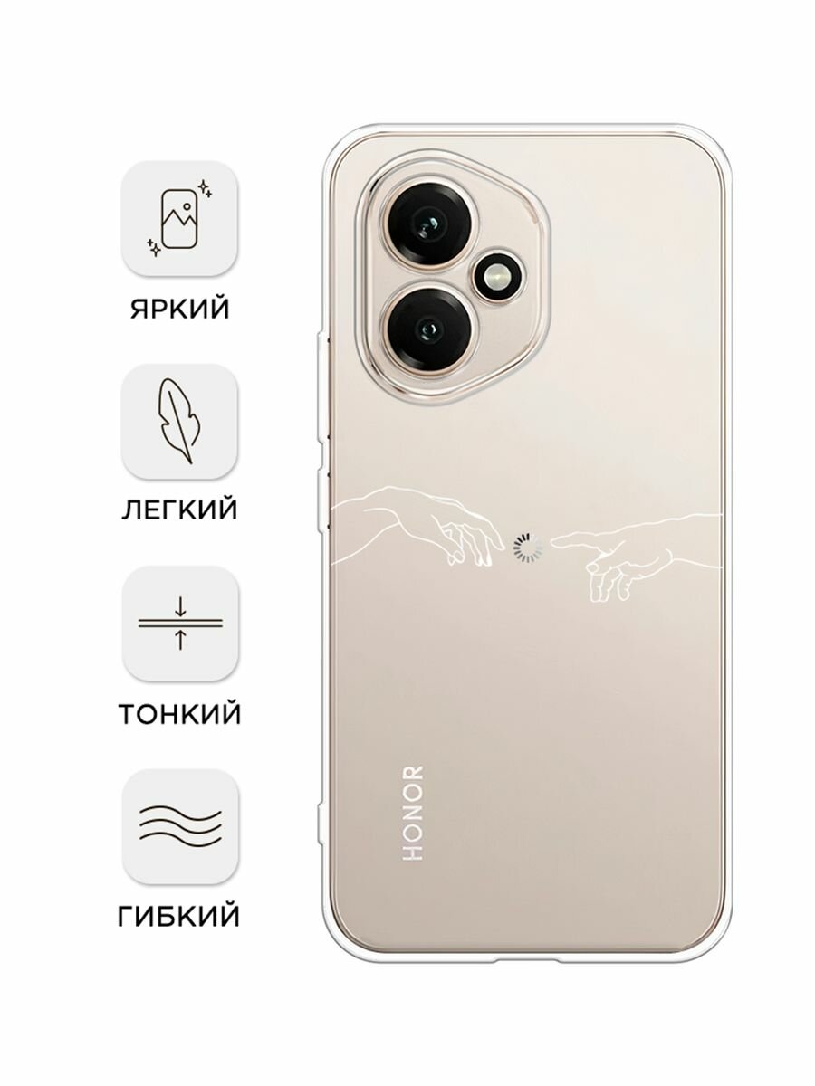 Чехол на Honor 400 / Хонор 400 с принтом "Загрузка творения", прозрачный — фото 1