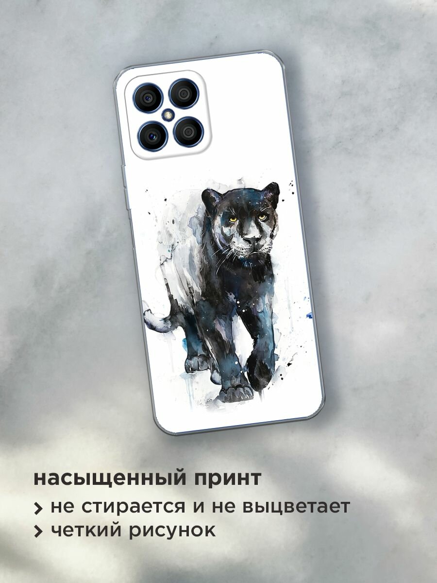 Силиконовый чехол на Honor X8 / Хуавей X8 с принтом "Пантера арт 3" — фото 1