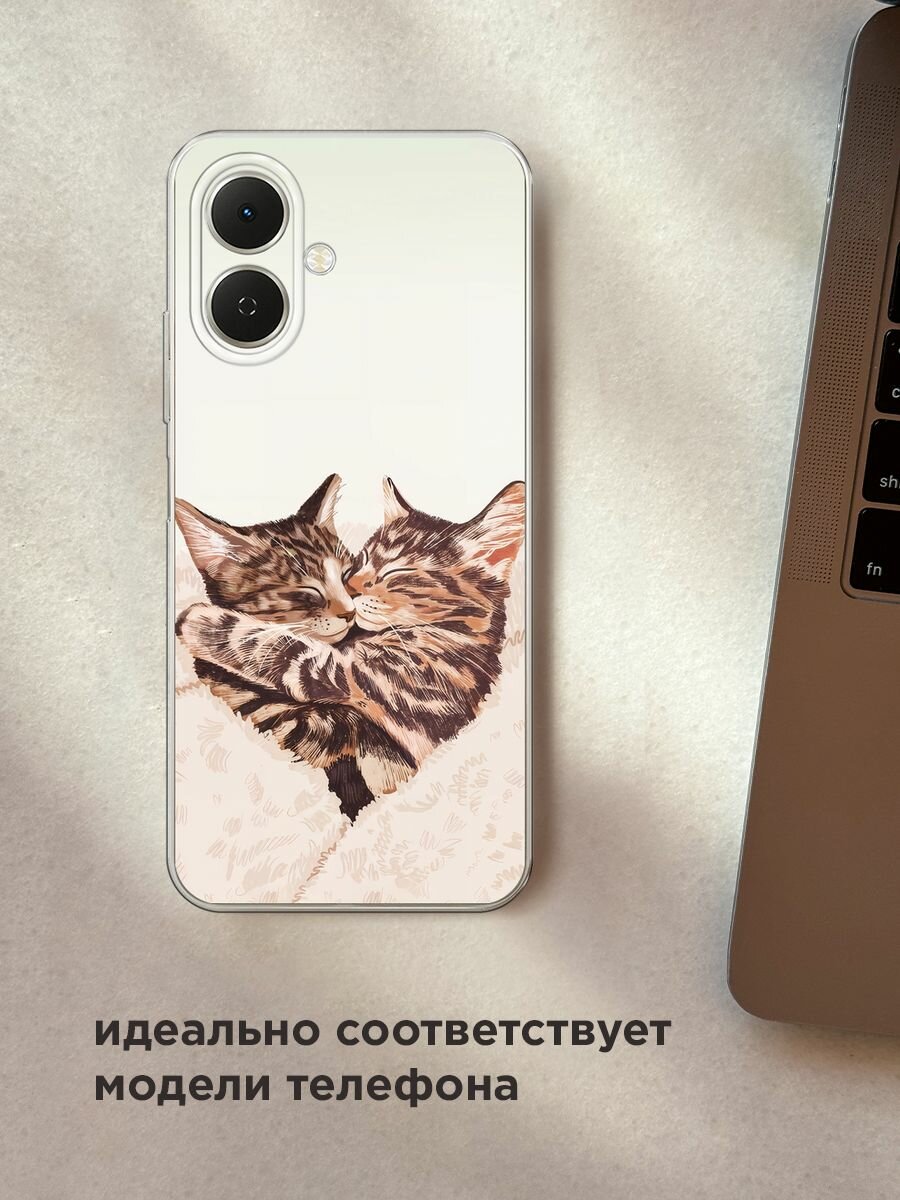 Чехол на Tecno Spark Go 2 / Текно Спарк Го 2 с принтом "Влюбленные котейки - 14 февраля" — фото 1