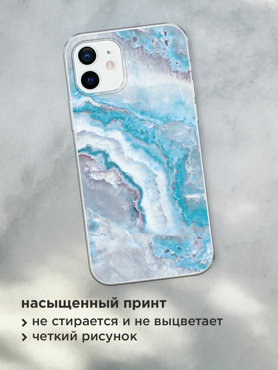 Чехол на Apple iPhone 12/12 Pro / Айфон 12/12 Про с принтом "Нежно-голубой мрамор" — фото 1