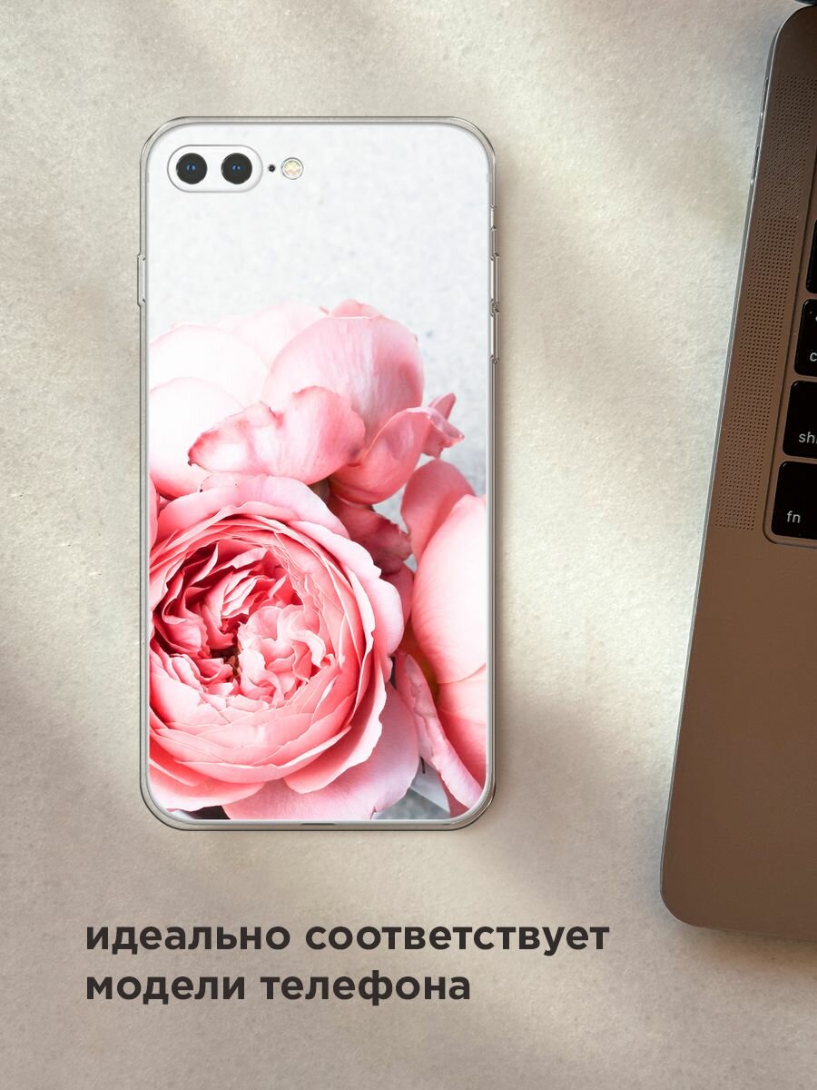 Чехол на Apple iPhone 7 Plus / Айфон 7 Плюс с принтом "Пионы на белом" — фото 1