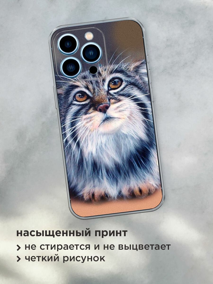 Чехол на Apple iPhone 13 Pro / Айфон 13 Про с принтом "Кот манул 2" — фото 1