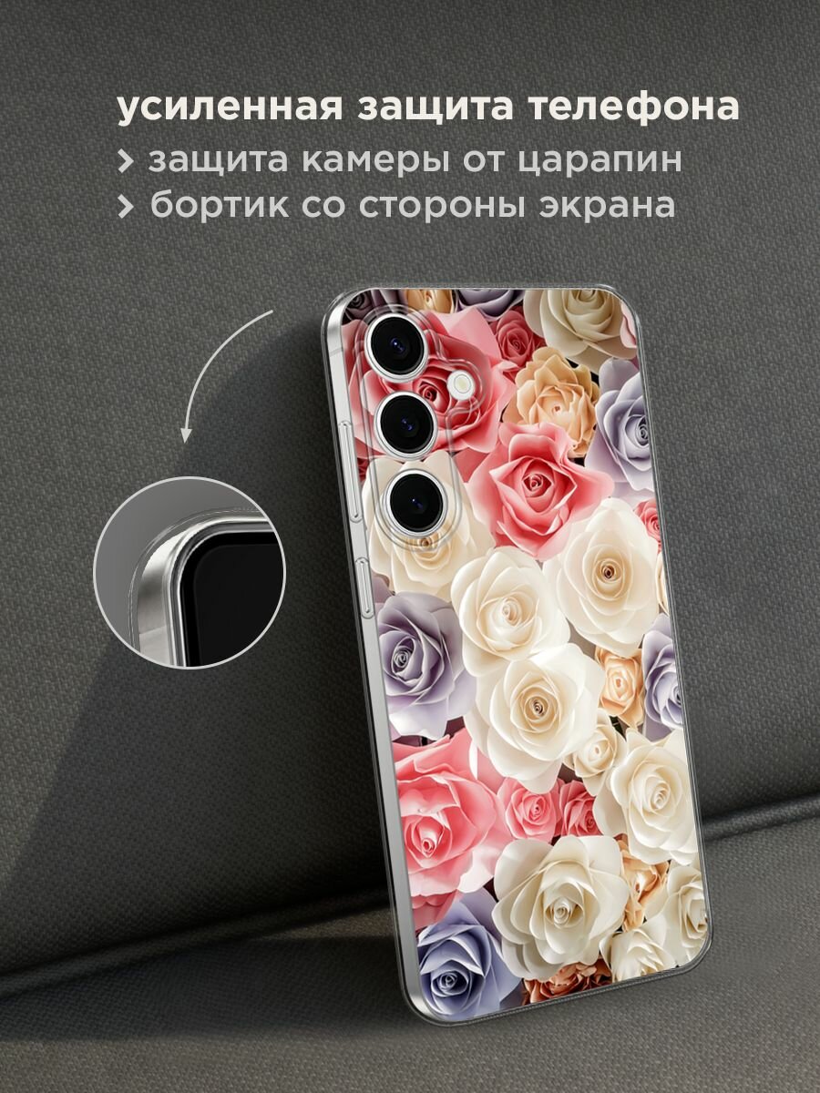 Чехол на Samsung Galaxy S25 FE / Самсунг S25 Фе с принтом "Пастельные розы" — фото 1