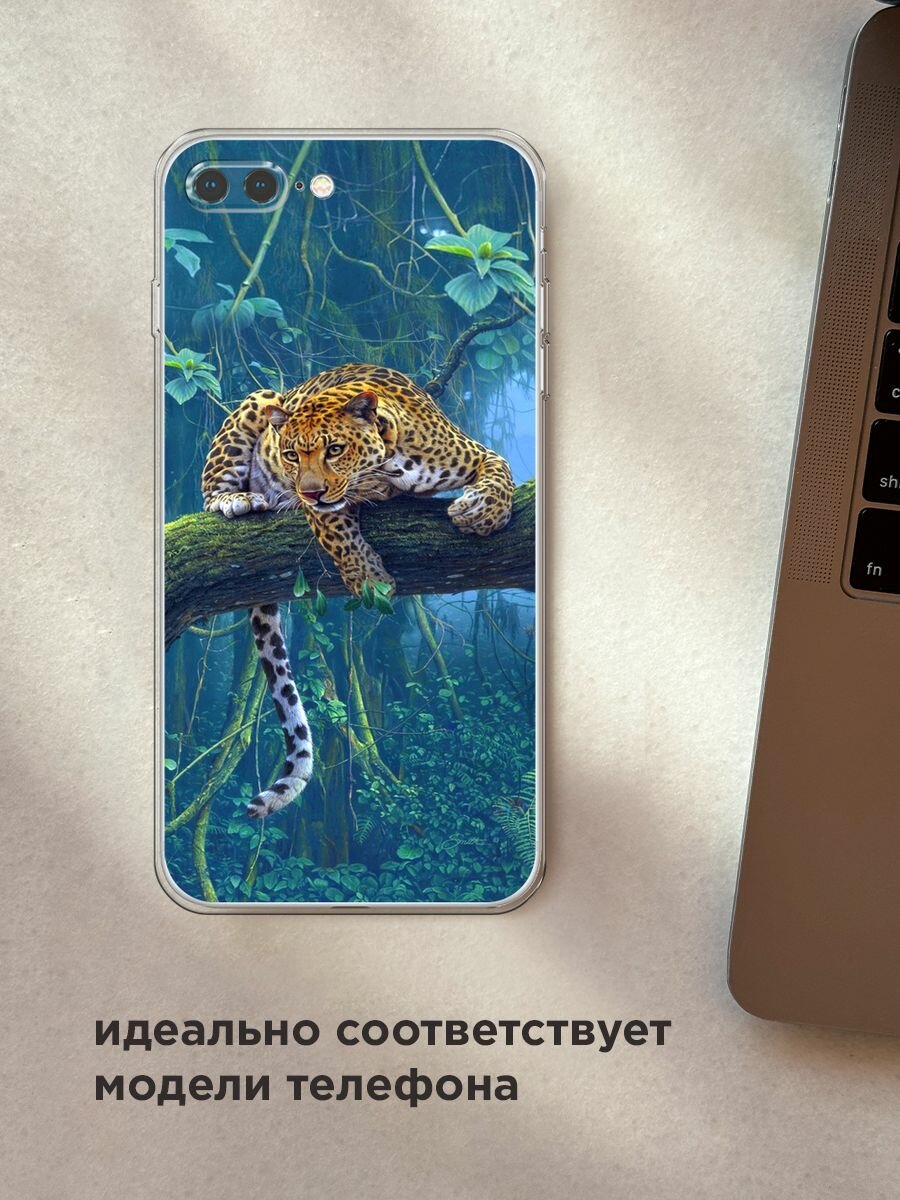 Чехол на Apple iPhone 7 Plus / Айфон 7 Плюс с принтом "Леопард охотник" — фото 1