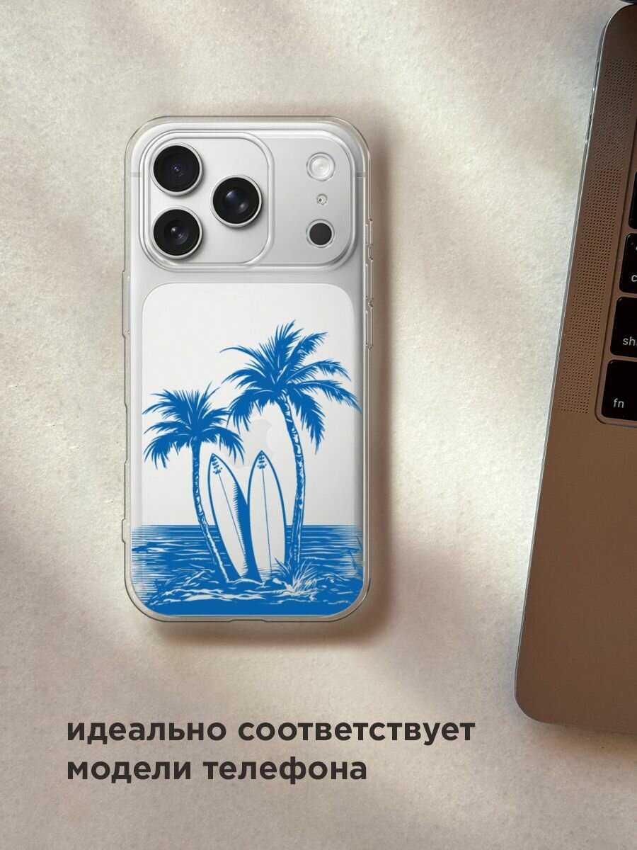 Чехол на Apple iPhone 17 Pro / Айфон 17 Про с принтом "Сёрфинг на островах 1", прозрачный — фото 1