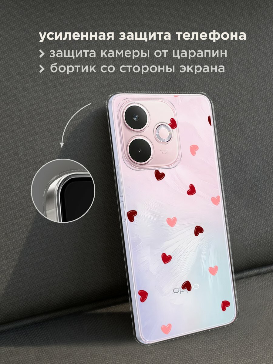 Чехол на Oppo A5 Pro / Оппо А5 Про с принтом "Бордовые сердечки 2" — фото 1