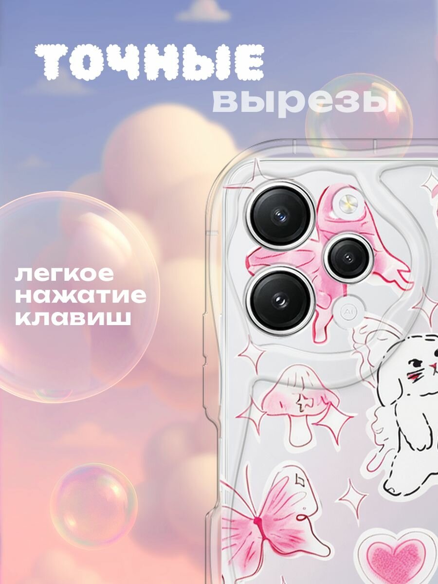 Чехол на Xiaomi Redmi 12 / Редми 12 с принтом "Феи-кролики", прозрачный — фото 1