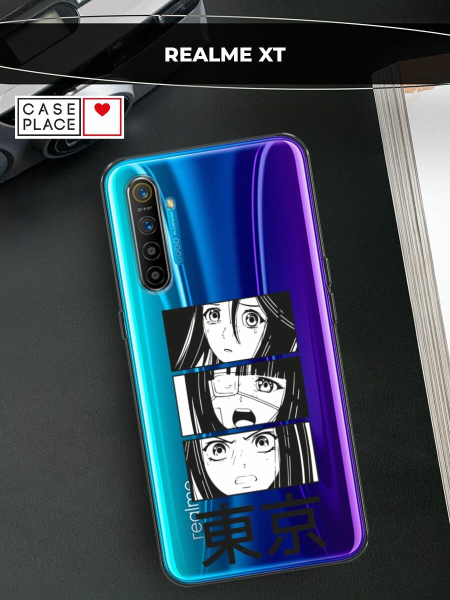 Чехол на Realme XT / Реалми XT с принтом "Tokyo girls", прозрачный