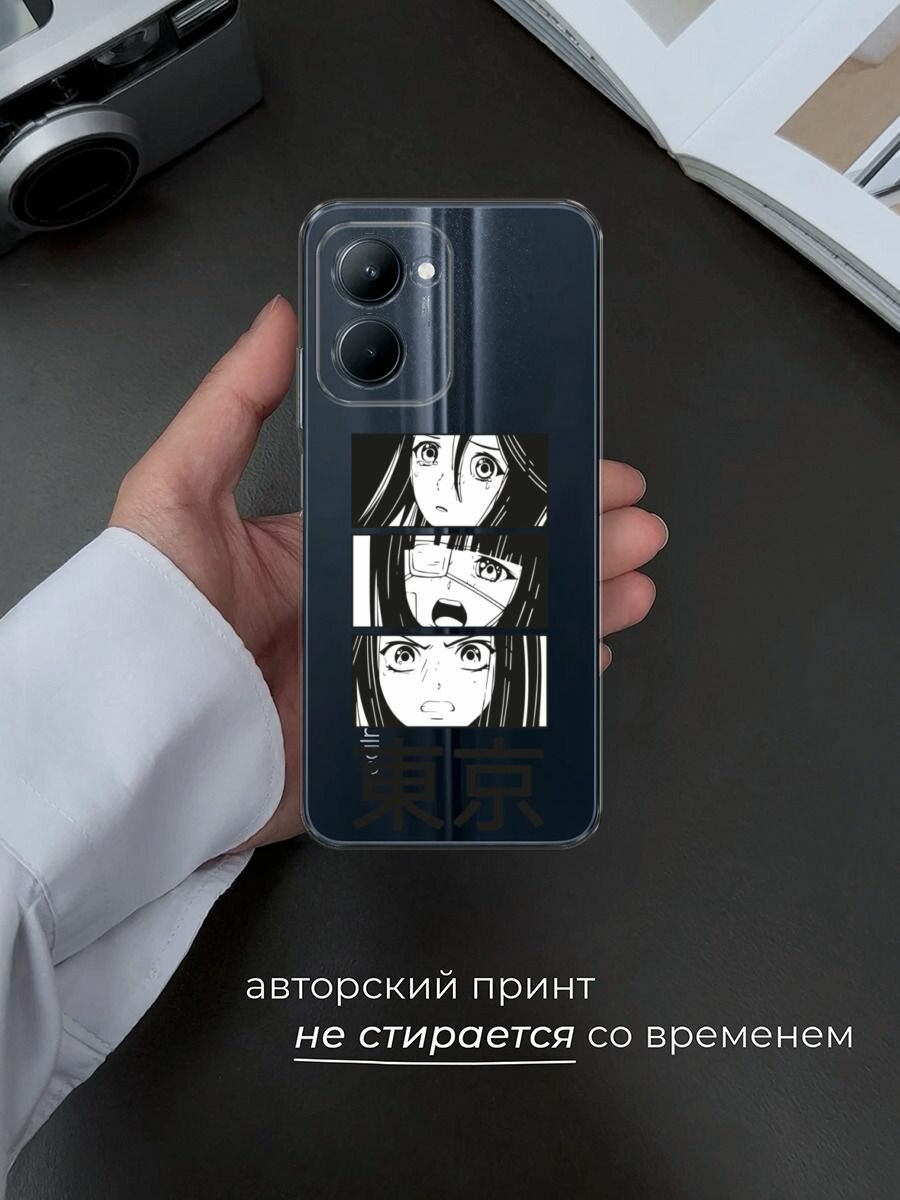 Чехол на Realme C33 / Реалми С33 с принтом "Tokyo girls", прозрачный — фото 1