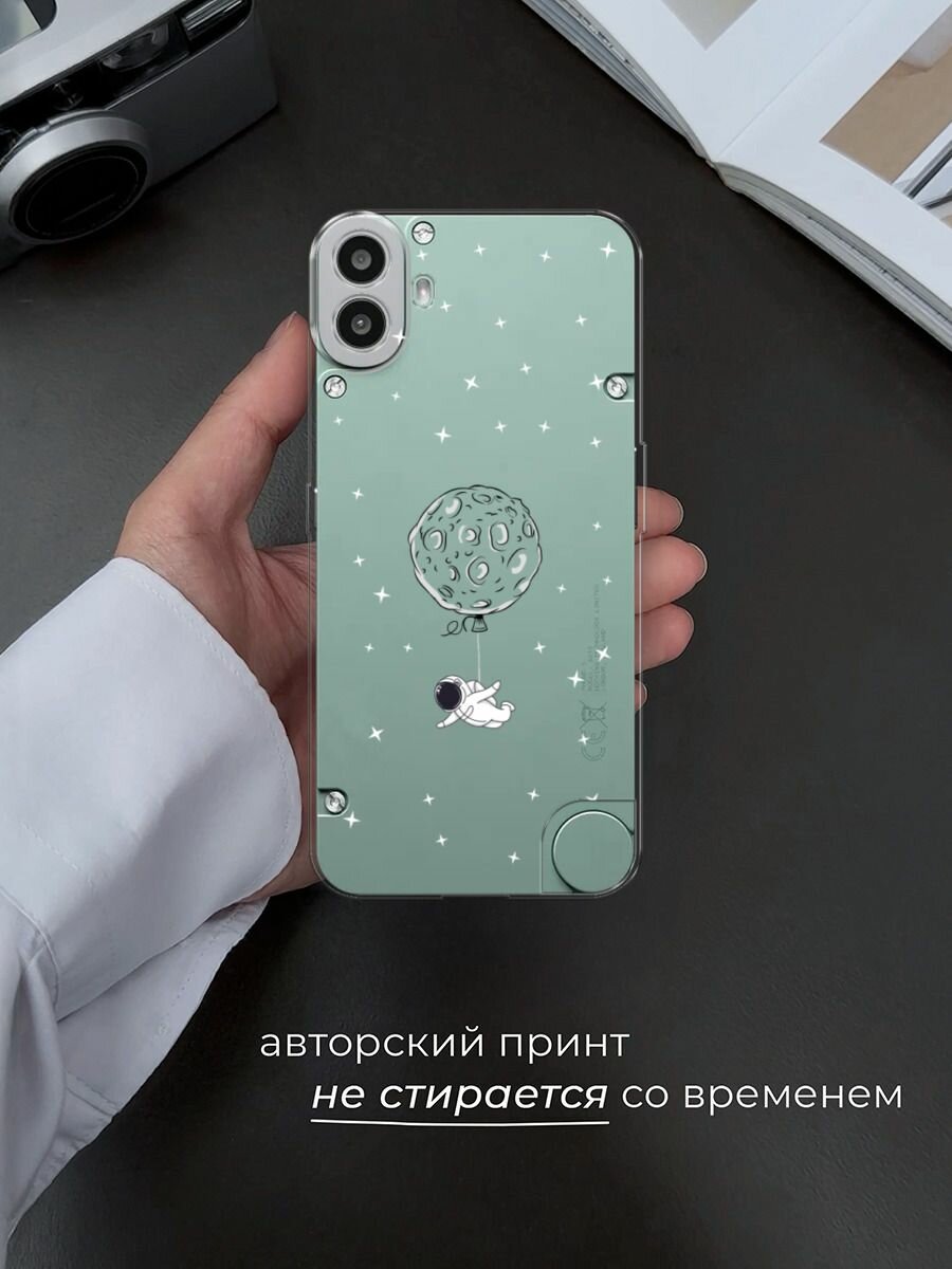 Чехол на CMF Phone 1 / CMF Фон 1 с принтом "Лунный полет", прозрачный — фото 1