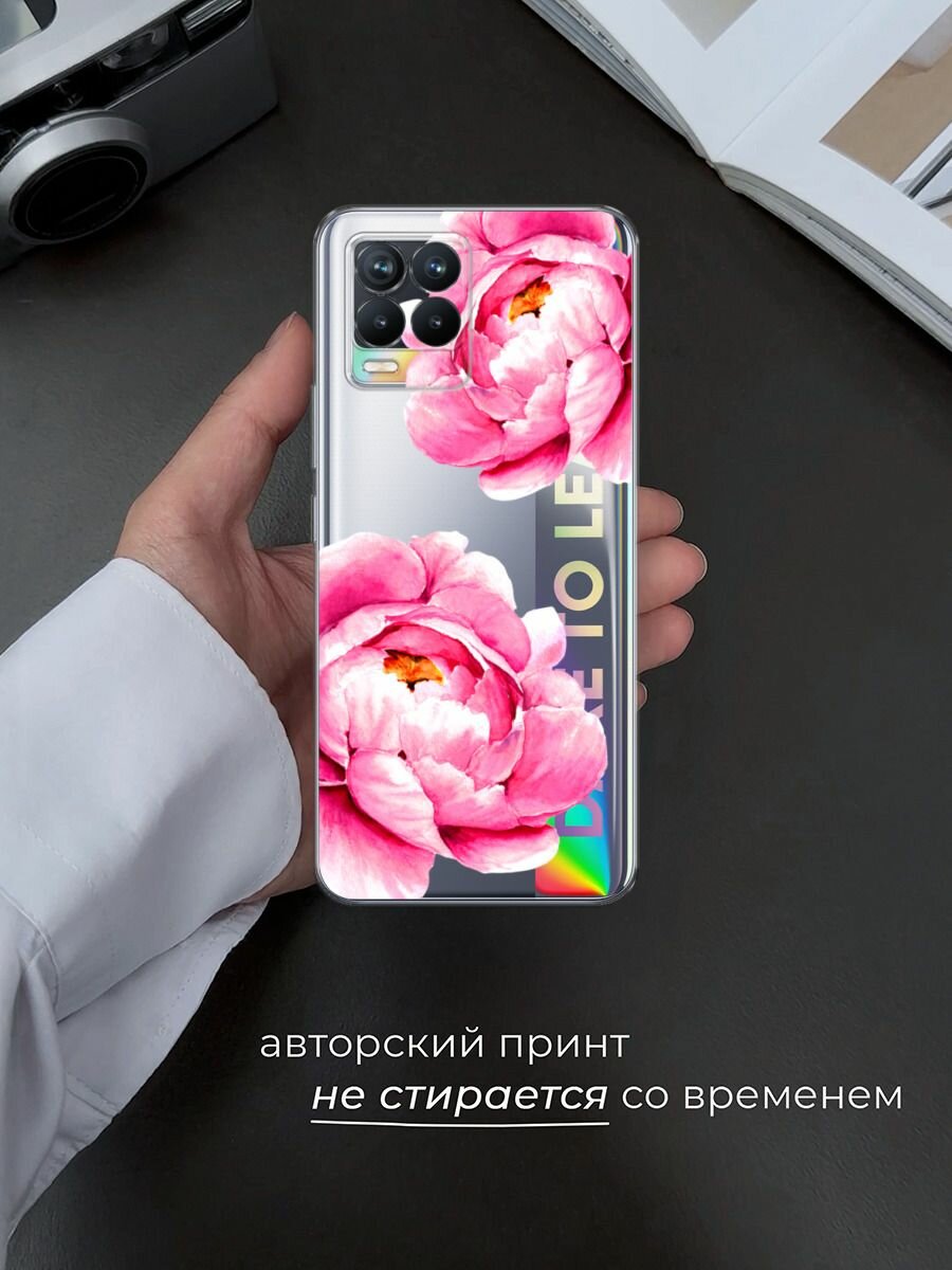 Чехол на Realme 8/8 Pro / Реалми 8/8 Про с принтом "Open peonies", прозрачный — фото 1