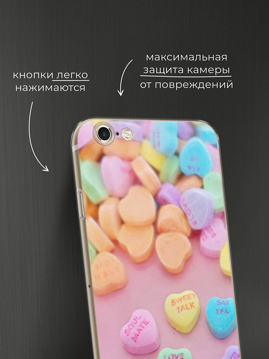 Чехол на Apple iPhone 6 Plus/6S Plus / Айфон 6 Плюс/Айфон 6С Плюс с принтом "Конфетки сердечки 2" — фото 1