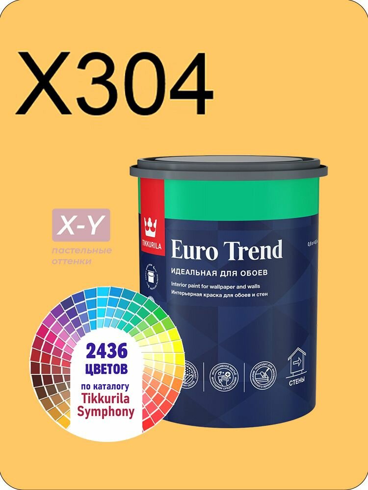 Краска для обоев Tikkurila Euro Trend 0,9л. пастельные оттенки X304