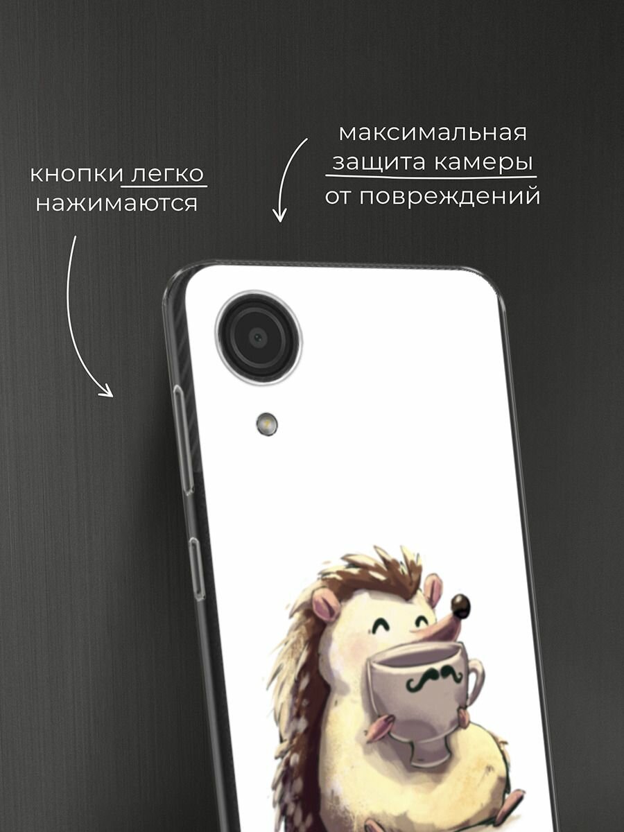 Чехол на Samsung Galaxy A03 Core / Самсунг Галакси А03 Core с принтом "Еж кофеман" — фото 1