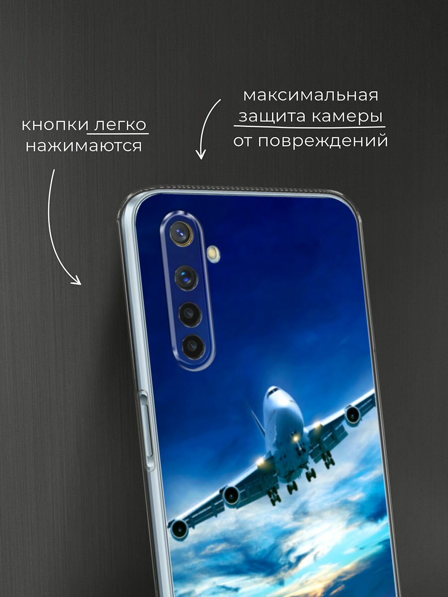 Силиконовый чехол на Realme 6 / Реалми 6 с принтом "Самолет в небе" — фото 1