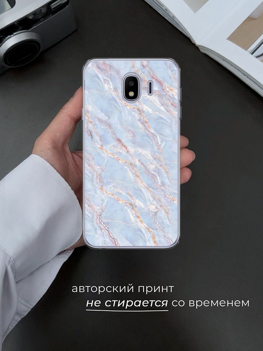 Чехол на Samsung Galaxy J4 / Самсунг Галакси Джей 4 с принтом "Сиреневый мрамор" — фото 1
