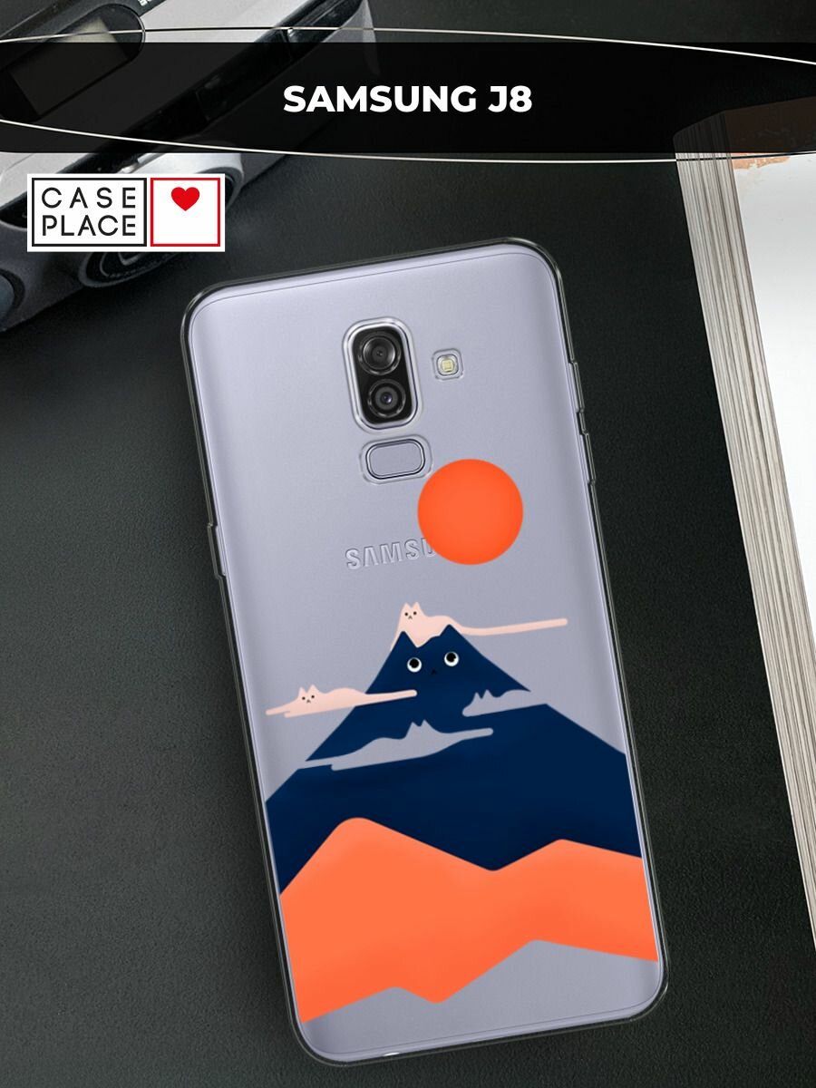 Чехол на Samsung Galaxy J8 / Самсунг Галакси Джей 8 с принтом "Кот-гора", прозрачный
