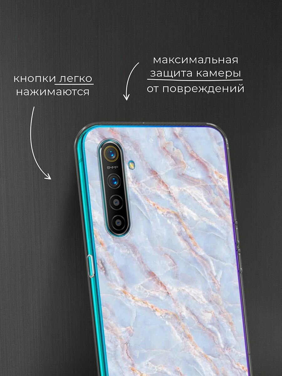 Силиконовый чехол на Realme XT / Реалми XT с принтом "Сиреневый мрамор" — фото 1