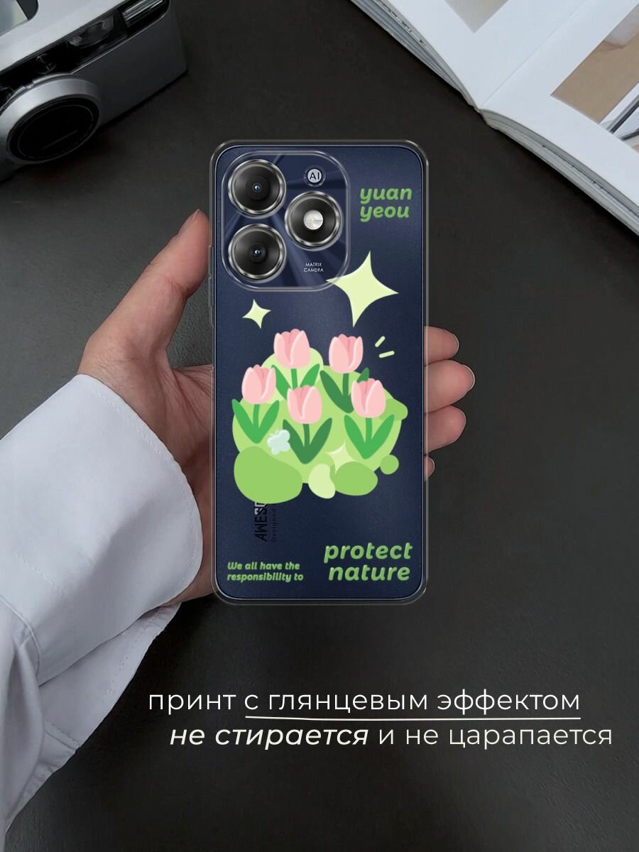 Чехол на Itel A70 / Ител А70 с принтом "Protect nature" — фото 1