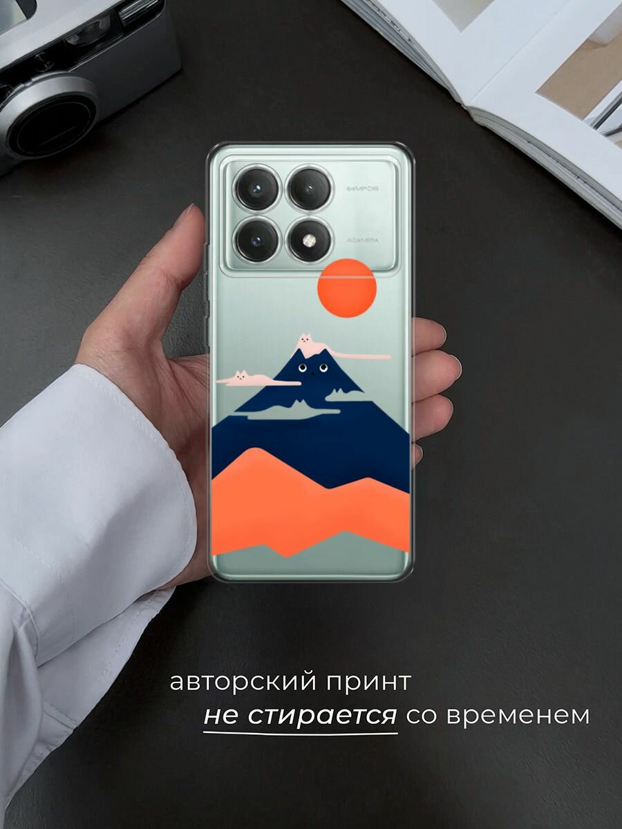 Чехол на Xiaomi Poco X6 PRO 5G / Поко X6 Про 5G с принтом "Кот-гора", прозрачный — фото 1