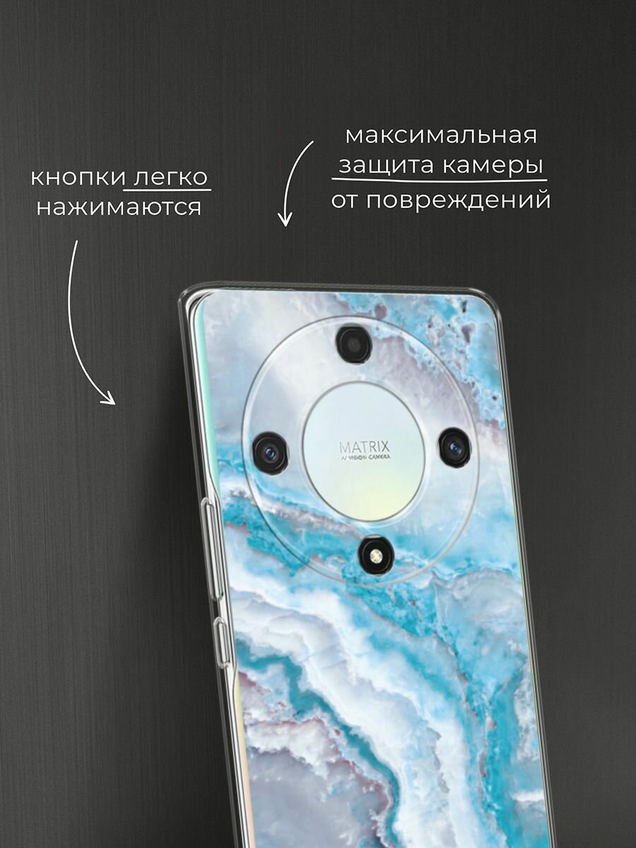 Чехол на Honor X9A / Хонор X9A с принтом "Нежно-голубой мрамор" — фото 1
