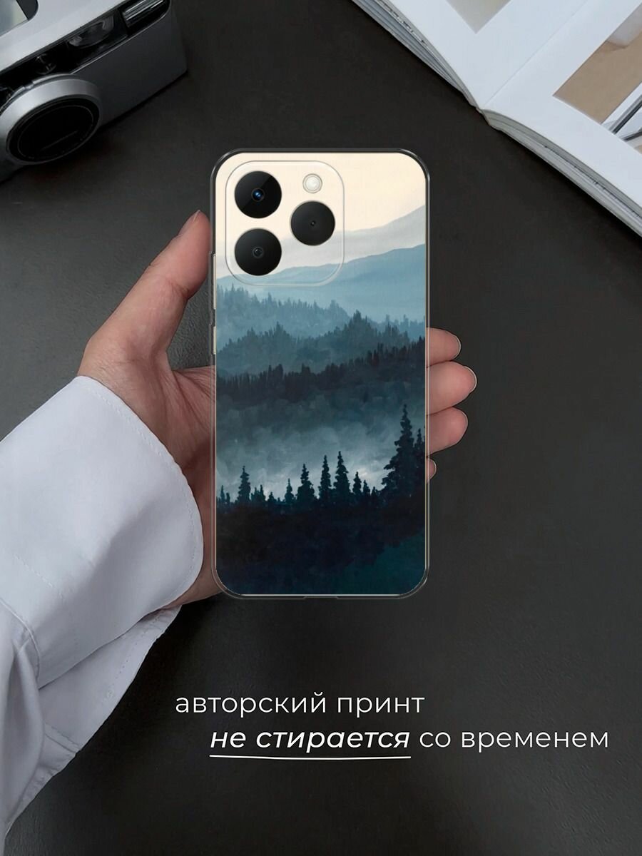 Силиконовый чехол на Realme 15T / Реалми 15Т с принтом "Туманные горы" — фото 1
