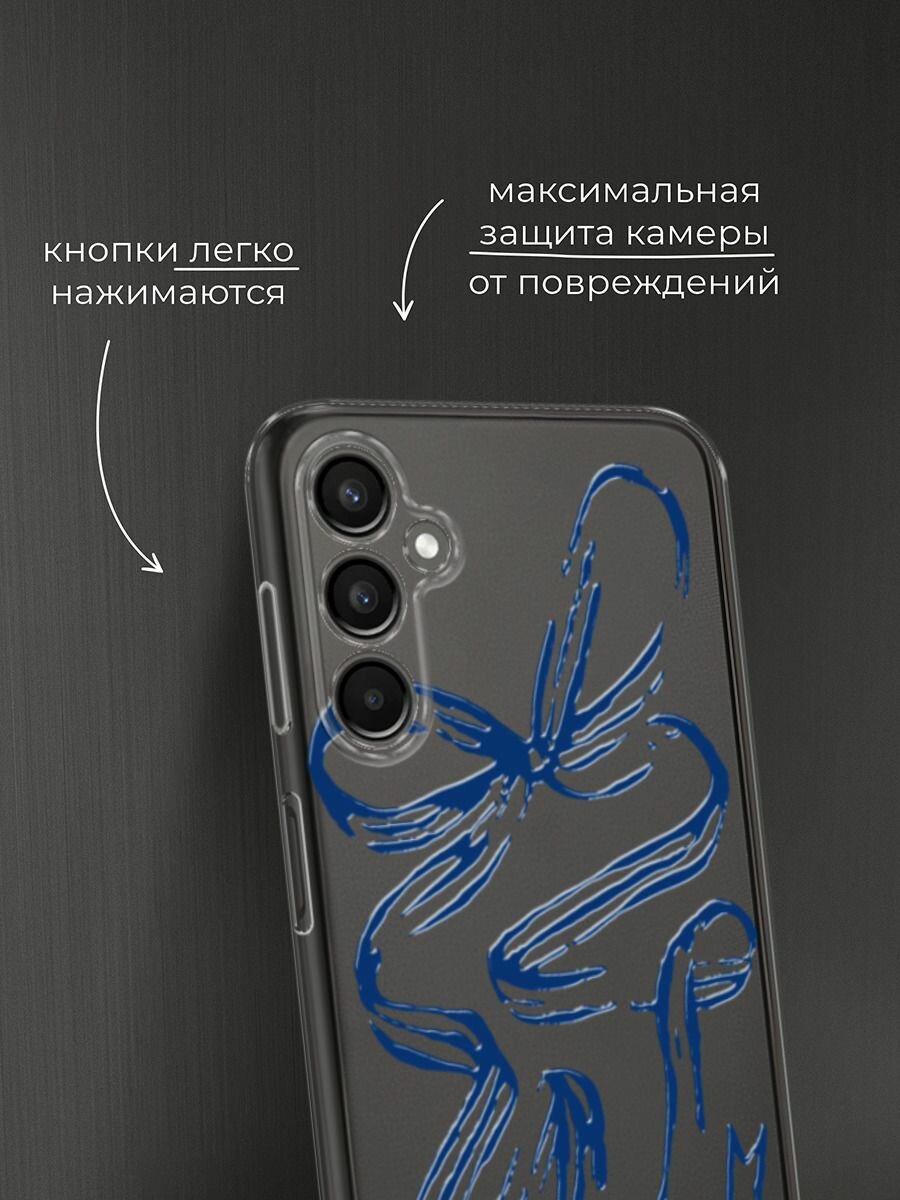 Чехол на Samsung Galaxy A24 / Самсунг Галакси A24 с принтом "Синие очертания банта 2" — фото 1