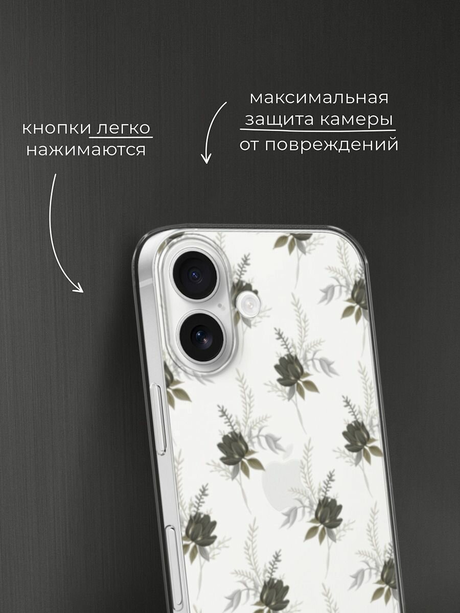 Чехол на Apple iPhone 17 / Айфон 17 с принтом "Паттерн цветы сепия" — фото 1