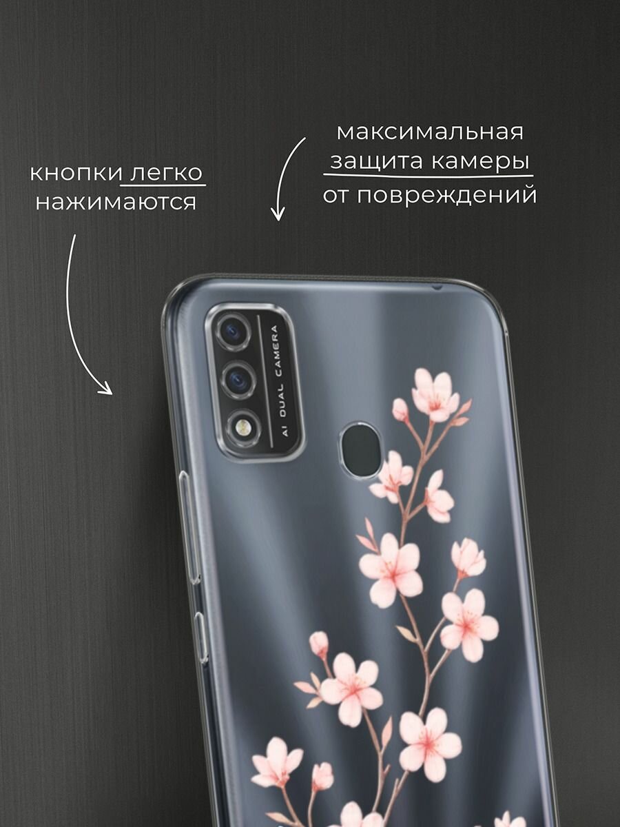 Чехол на Itel A48 / Ител А48 с принтом "Веточка сакуры 2" — фото 1