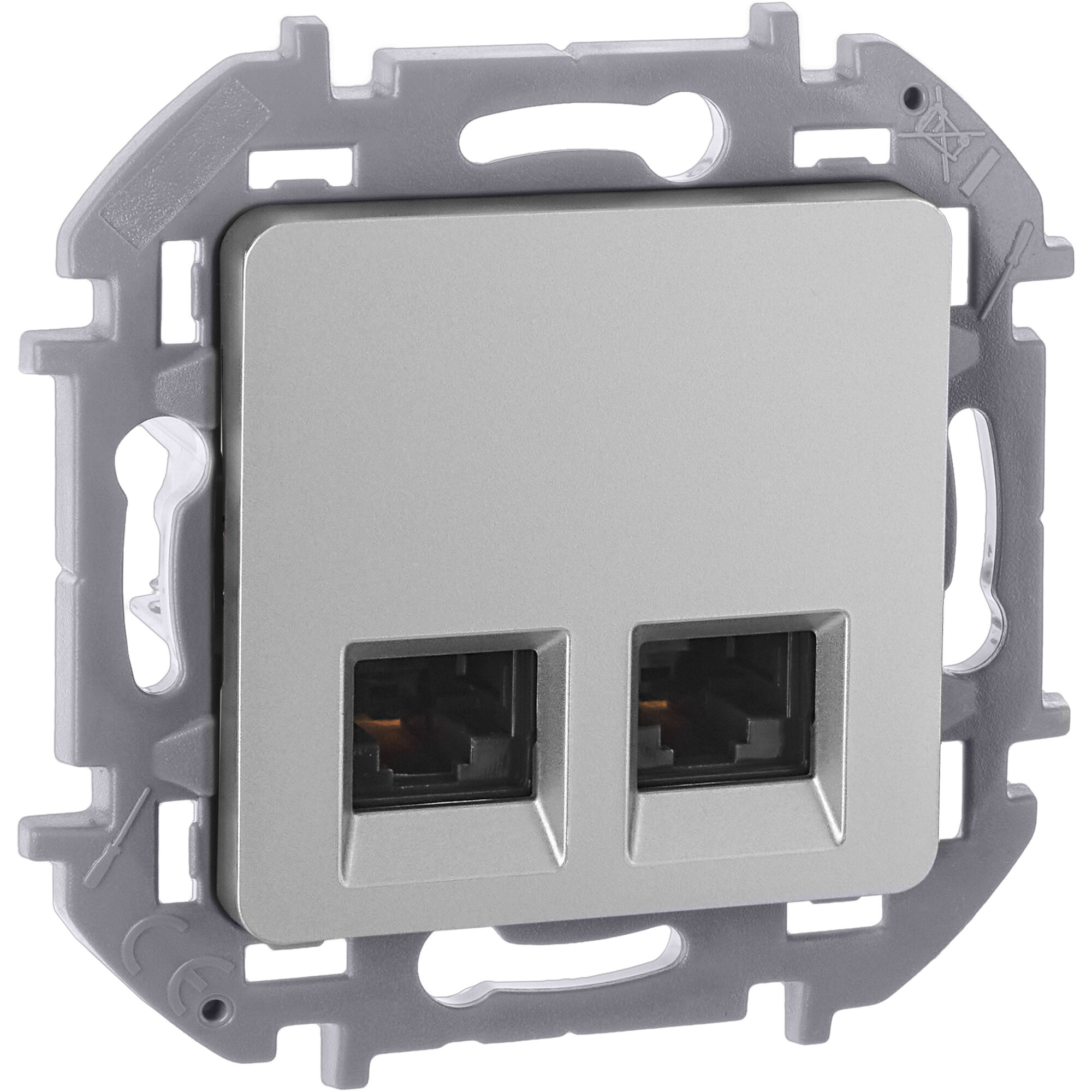 Информационная розетка RJ45 категория 5е UTP 2 выхода Legrand Inspiria алюминий 673837
