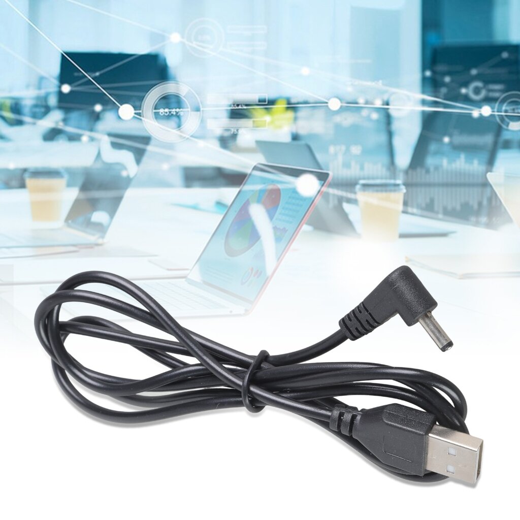 Кабель питания 5 В USB на 3,5x1,35 мм с правым углом для звуковых устройств, светодиодных светильников и виброфонов, длиной 1 м, из полистирола.