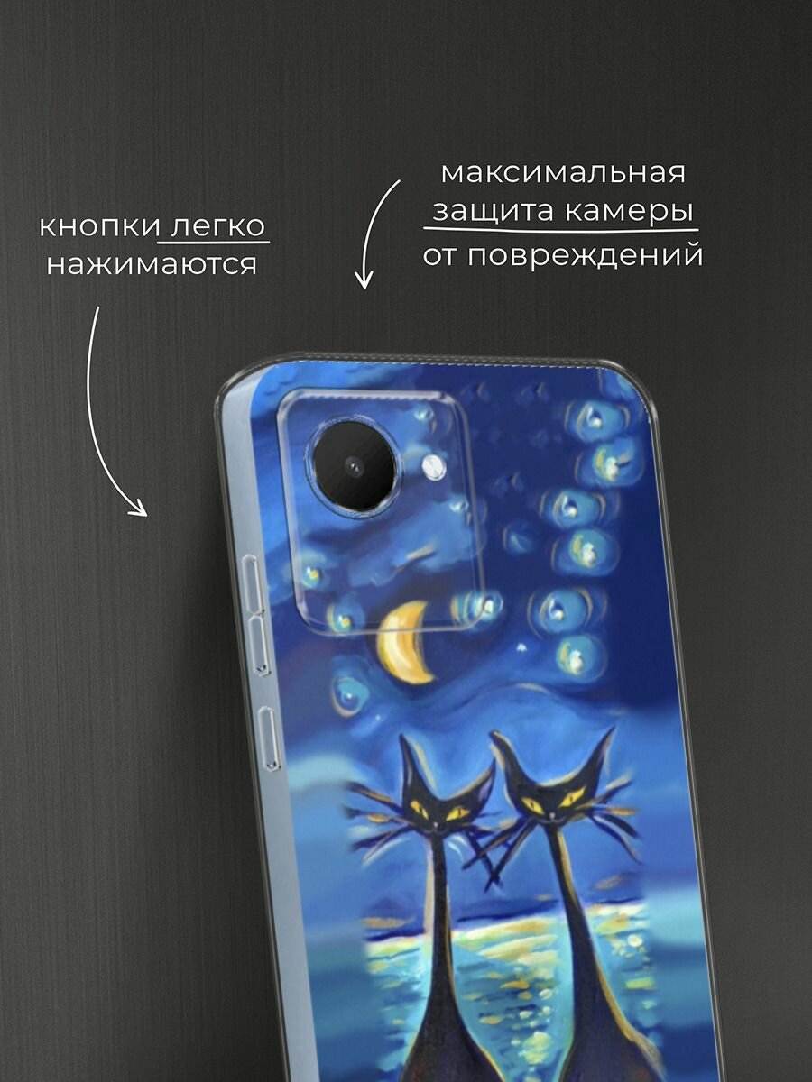 Чехол на Realme C30 / Реалми C30 с принтом "Влюбленные котики 7" — фото 1