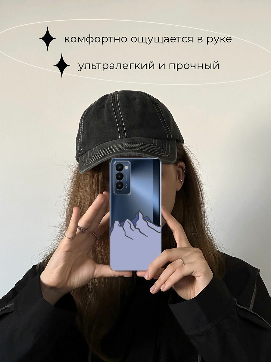 Чехол на Tecno Camon 18P / Техно Камон 18Р с принтом "Гора", прозрачный — фото 1