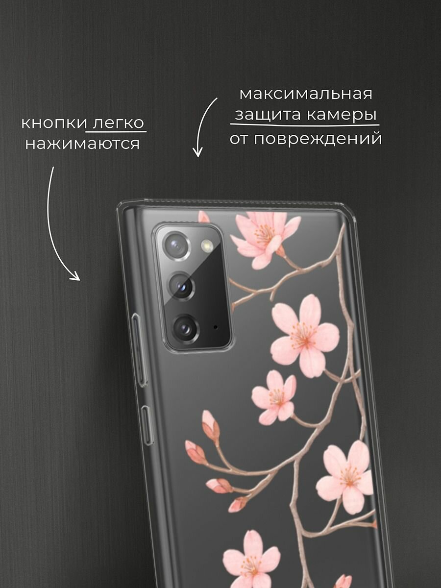 Чехол на Samsung Galaxy Note 20 / Самсунг Галакси Ноут 20 с принтом "Веточка распускающейся сакуры 2" — фото 1