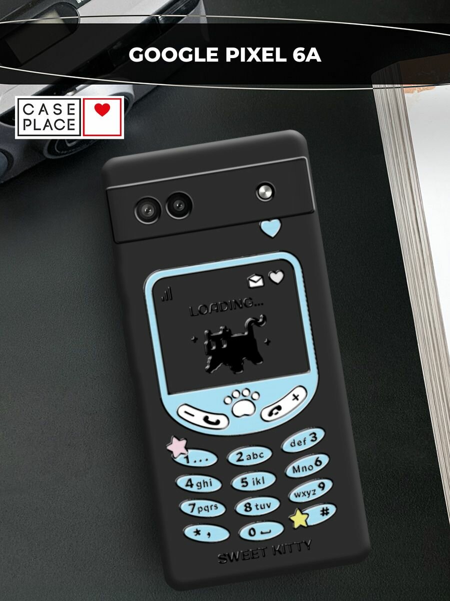 Чехол на Google Pixel 6A / Гугл Пиксель 6А с принтом "Синий телефон 2"