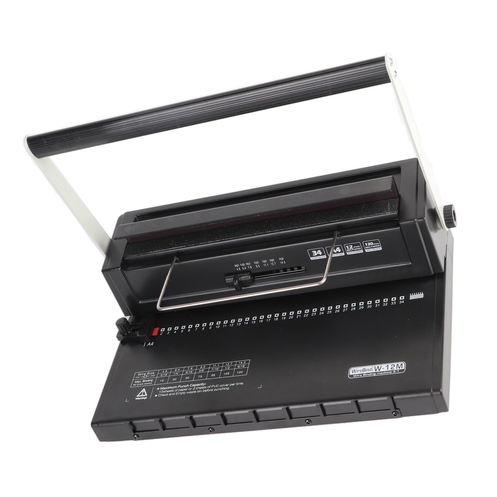 Спиральная брошюровочная машина для бумаги A4/A5, пробивает 34 квадратных отверстия, максимальная ёмкость 120 листов