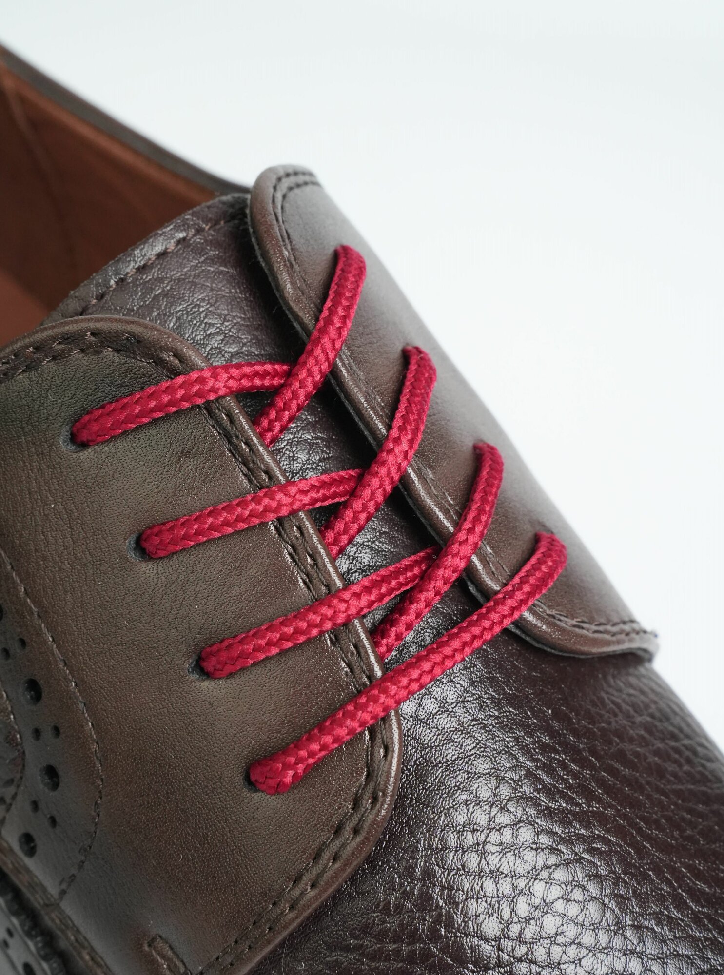 Шнурки для туфель 70 см красные круглые, короткие, тонкие