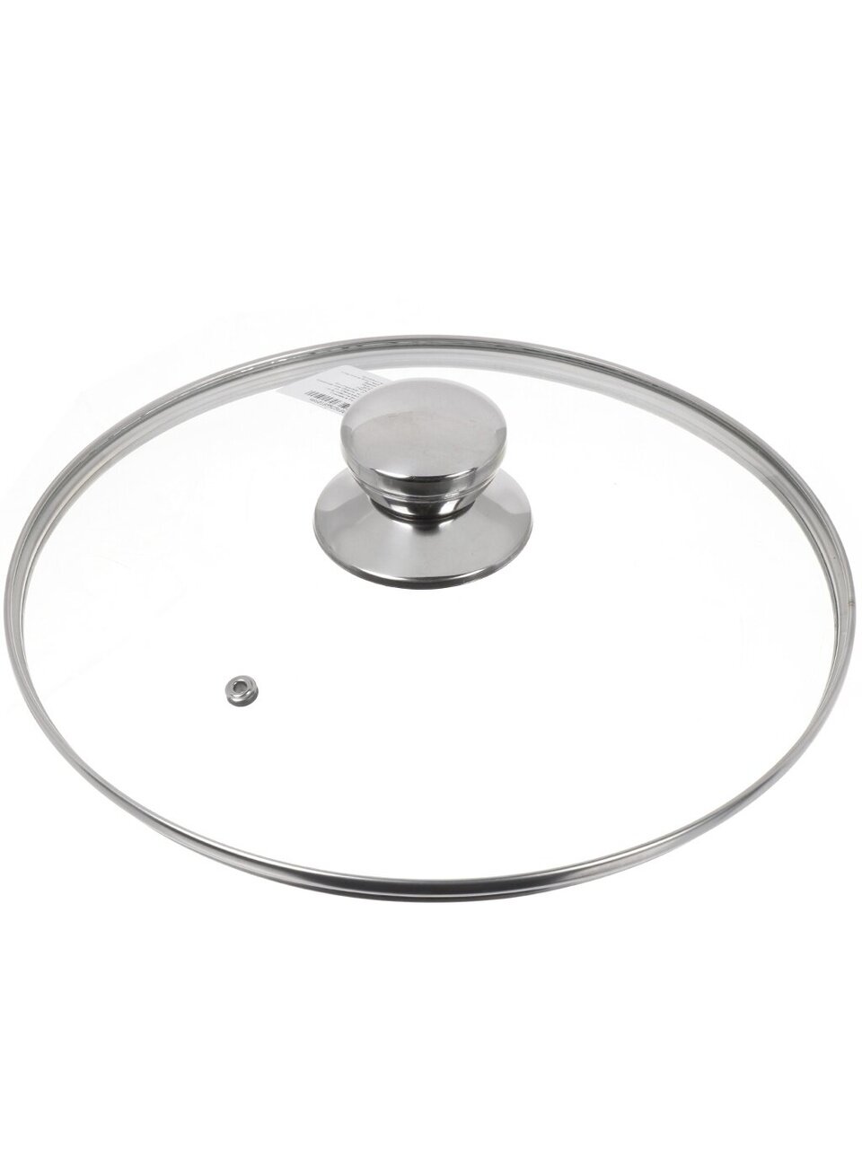 Крышка стеклянная для посуды 26 см Daniks Д5726, круглая, жаропрочное стекло, металлический обод, стальной клапан